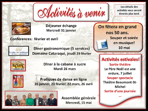 Club FADOQ Bonne Entente - Réseau FADOQ